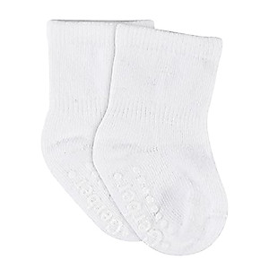 Gerber Kids' 8-Pack Wiggle-Proof Jersey Crew Socks, White, 6-12 Months
