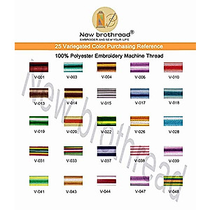 New brothread 25 Colors Variegated Polyester Embroidery Machine Thread Kit 500M (550Y) Each Spool for Brother Janome Babylock Singer Pfaff Bernina Husqvaran Embroidery and Sewing Machines