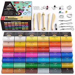 Arteza Polymer Clay Kit, Modeling Clay Oven Bake for Adults and Teens with 5 Sculpting Tools, 42 Colors, Made for Clay Earrings, Jewelry Making and Crafts