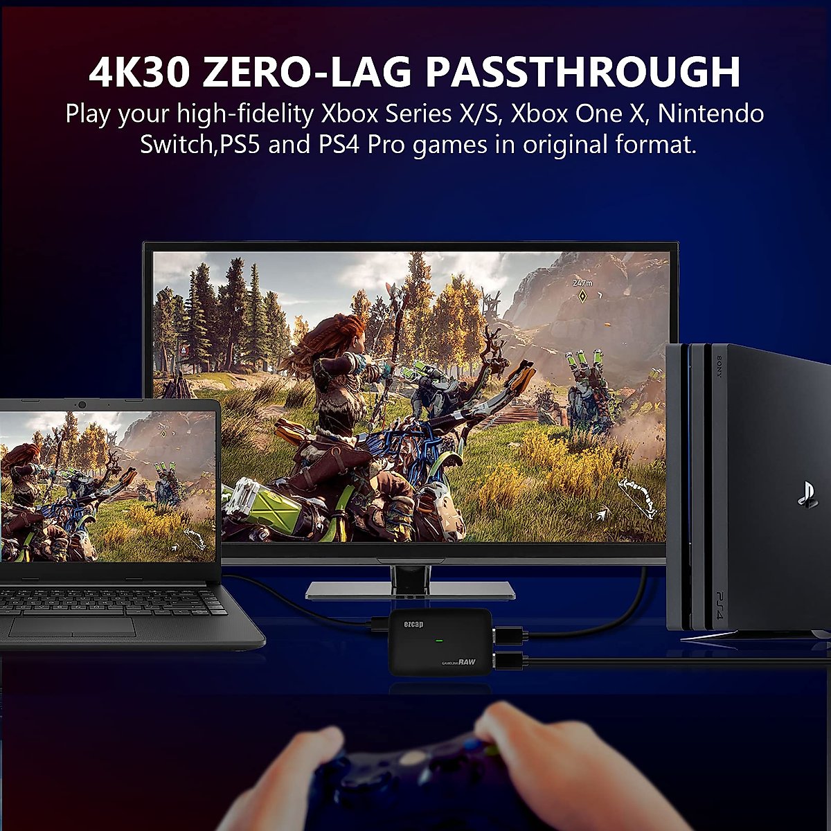 Y&H 4K Game Capture Card Live Streaming and Record in 4K30P or 1080P 120HZ,HDMI Zero-Lag Pass-Through USB3.0 Video Ultra-Low Latency for PS3, PS4, Xbox Series X/S, Xbox One, Nintendo Switch