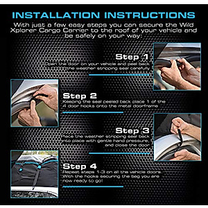 WildXplorer Rooftop Cargo Tie Down Hook Straps for Securing Any Car Roof Bag, Cargo Carrier or Car Top Carrier. Attach to Door Frame, No Roof Rack Required. Suitable for a 4 Door Car, SUV, Jeep, Truck