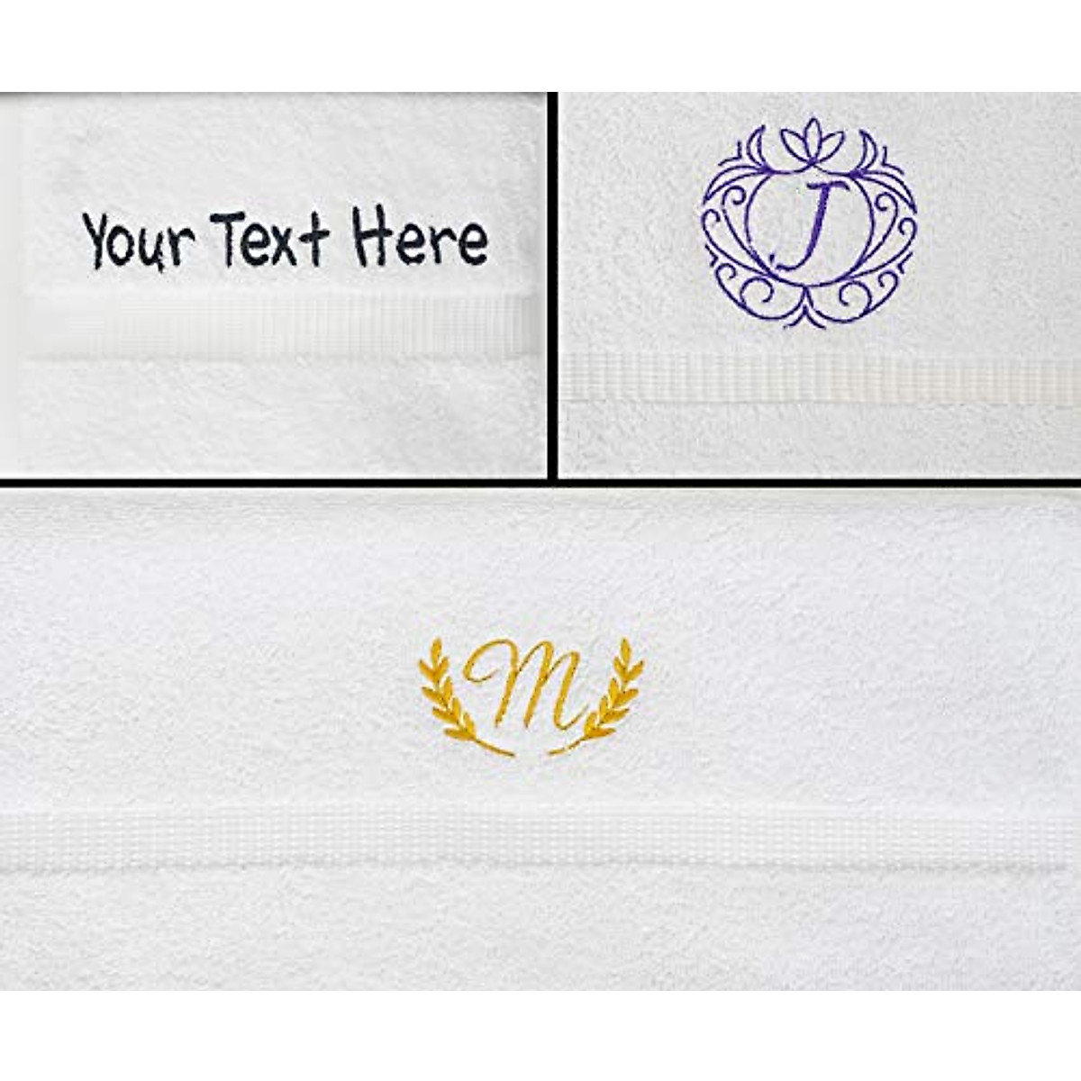 Personalized Monogrammed Towels | 4-Piece Set, 4 Wash Cloths (13"x13") | Premium Quality Decorative Turkish Cotton | Embroidered in The USA - Standalone Letter