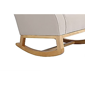 GIA Modern Nursery Rocking Chair Comfy Velvet Upholstered Glider Arm Rocker Padded Seat with High Backrest for Bedroom Living Room,Wooden Frame, Beige