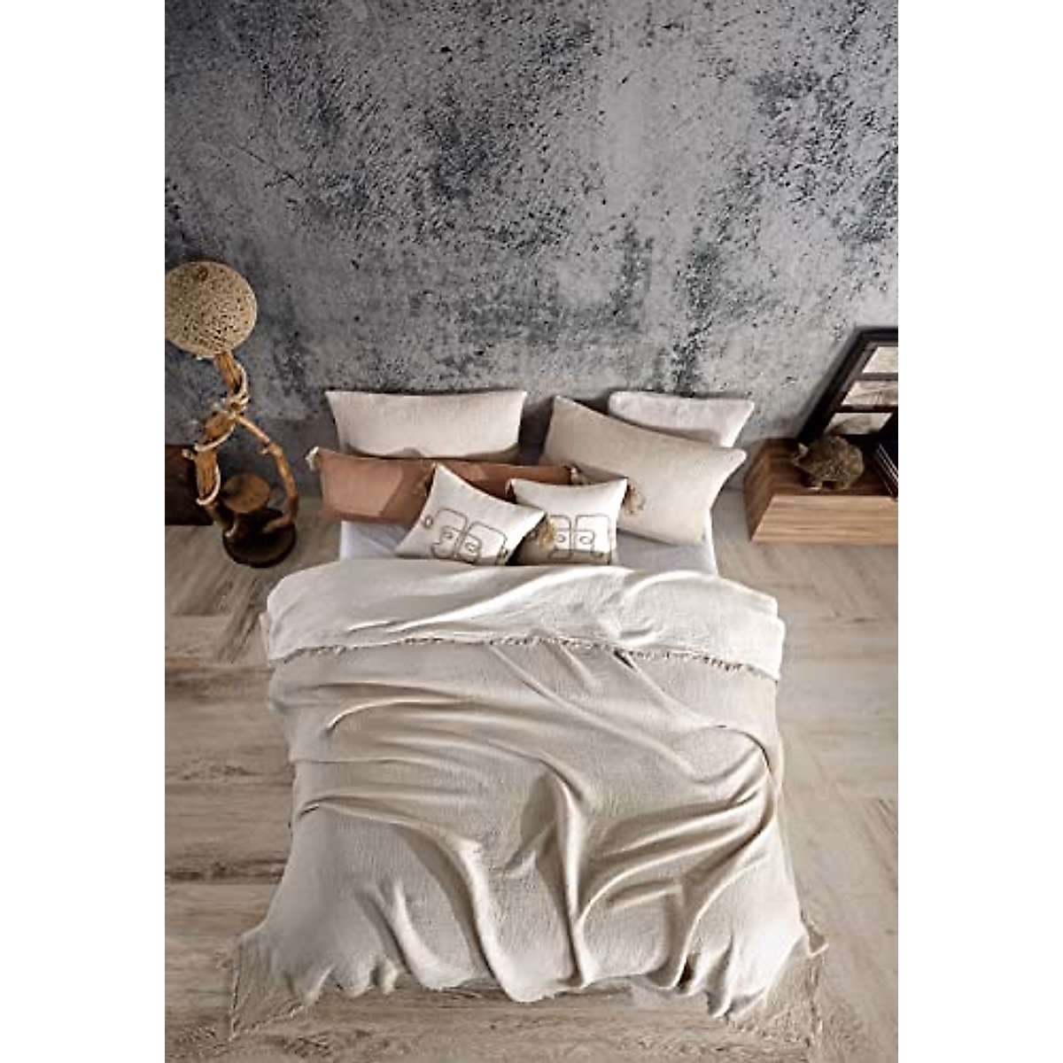 Soft King 4 and 8 Layer Gauze Rustic Bed Cover, Blue Soft Bedspread, Muslin Throw Blanket, Lightweight Blanket (Champagne, 95X102 Inches), MTB001