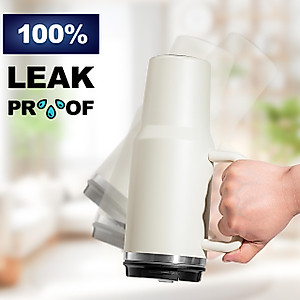 Klickpick Home 40 Ounce Stainless Steel Vaccum Insulated Thermal Tumbler With Handle Lid 2 straws, Reusable Travel Coffee Mug Cup Cupholder friendly, Keeps cold for 30 H, 100% Leakproof (Cream)