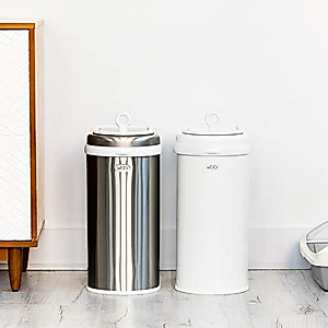 Ubbi Pet Waste Pail, Cat Litter Disposal System, Odor Locking, Chrome