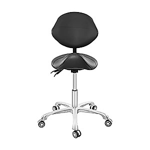 Senkelly Saddle Rolling Stool with Wheels, Adjustable Workbench Stool with Backrest, Swivel Stool Chair for Pedicure Work Office Kitchen-Ergonomic