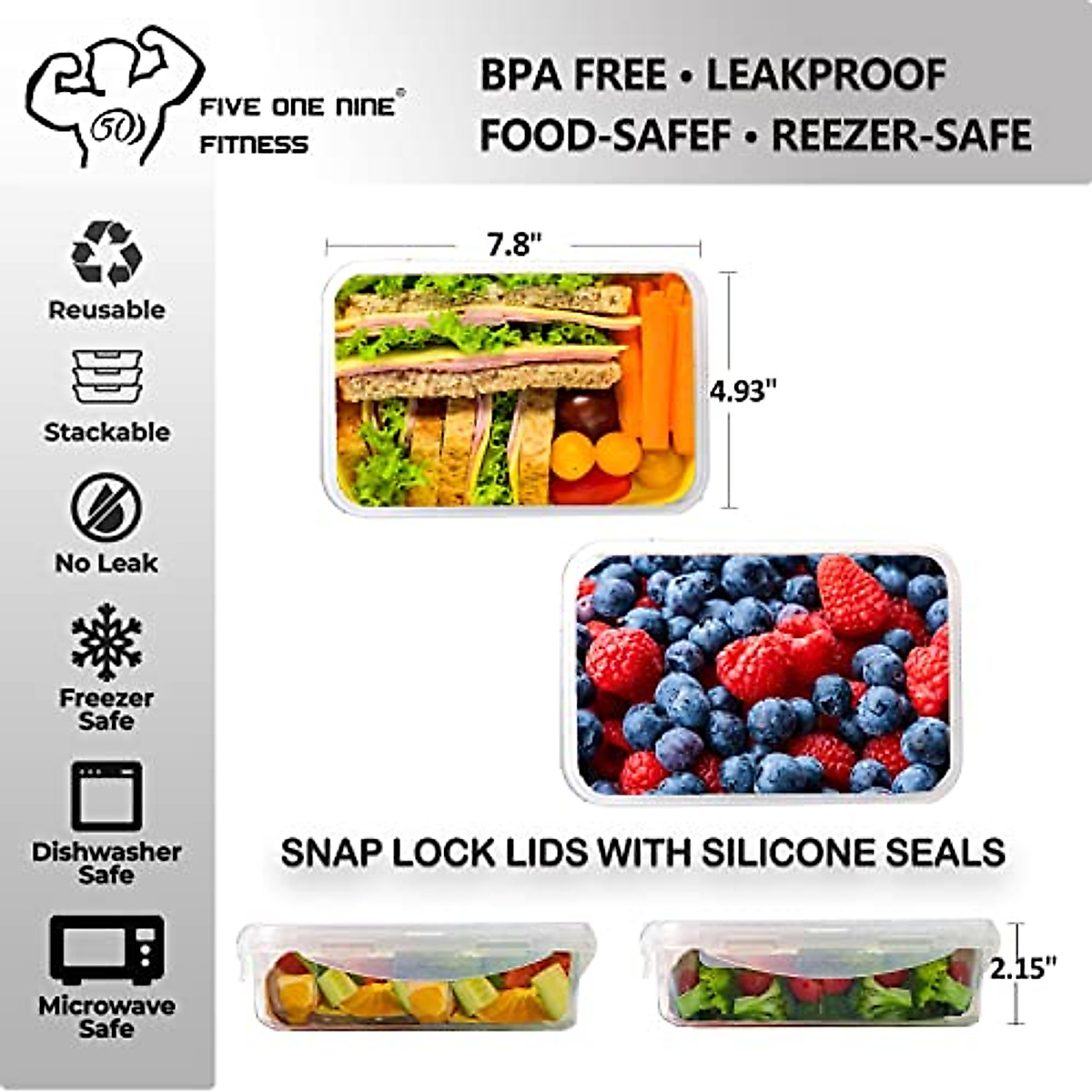 519 Fitness Meal Prep Backpack,Insulated Cooler Lunch Backpack with Computer Compartment,Hiking Picnic Cooler Rucksack for Men and Women,3 Meal Containers,2 Ice Packs and Protein Shaker(Black)