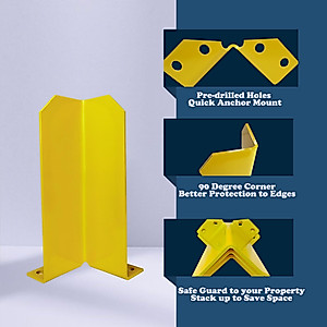 Pallet Rack Post Protectors 12" Height Steel Pallet Rack Guard, Safety Yellow Pallet Edge Protectors (2 Packs)