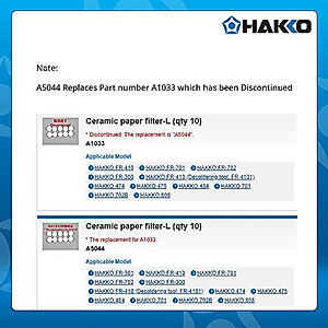 Hakko A5044 Ceramic Paper Filters L (Set of 10)