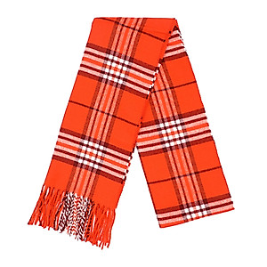 Achillea Scottish Tartan Plaid Cashmere Feel Winter Warm Scarf Unisex (Orange Plaid)