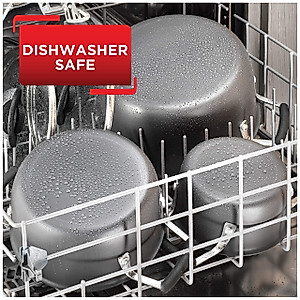 T-fal All In One Hard Anodized Nonstick Cookware Set 12 Piece Pots and Pans, Dishwasher Safe Black