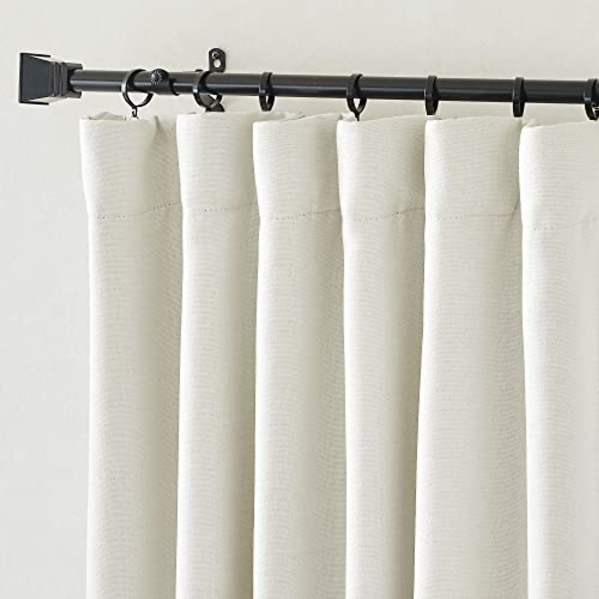 NICETOWN Room Darkening Faux Linen Curtains for Bedroom, Rod Pocket/Back Tab/Hook Belt Linen Burlap Light Blocking Noise Dampening Curtains for Living Room, Natural, W50 x L108, 2 Panels