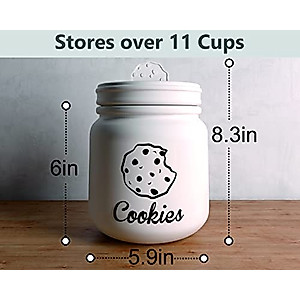 Airtight Cookie Jar - 6"W x 8"H Matte White Ceramic Cookie Jars for Kitchen Counter - Large Cookie Jar with Airtight Lids - Farmhouse Cookie Jar Airtight Lid - Big Cookie Containers with Lids Airtight