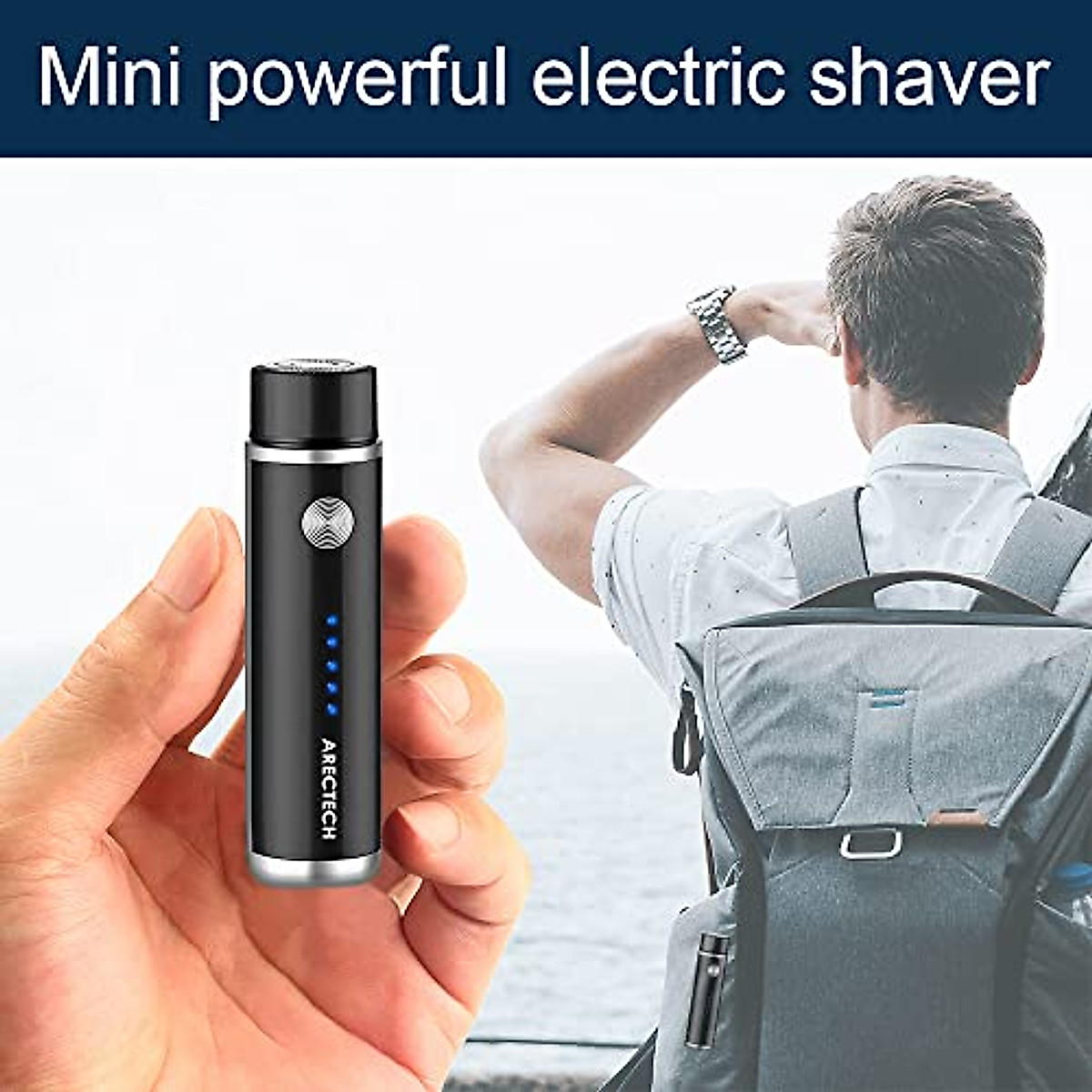 ARECTECH Electric Razor Mini Razor Pocket Razor for Men USB Rechargeable LED Battery Display Best for Travel Shaves Touch Up Shaves Cordless Black