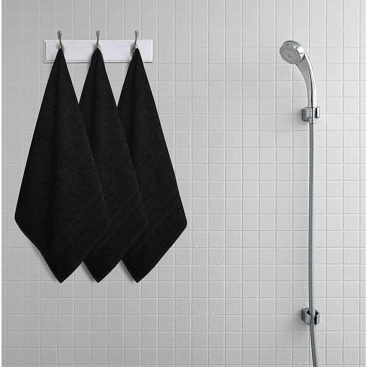 Pristine Linen 100% Cotton Bath Towels Black 22x44 Premium Towels for Bathroom