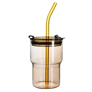 Ochine Glass Coffee Mugs Tea Cups Set Drinking Glasses Cup Cappuccino Glass Mugs Beer Glasses 12oz Clear Iced Coffee Cup Espresso Mug Cups Large Insulated Glasses Coffee Mug with Straw and Lid