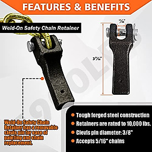 YATOINTO 2-Pack Grade 80 Trailer Safety Chain 35 Inch with 5/16'' Clevis Snap Hook and Chain Retainer | Transport Chain WLL 5,300 lbs for Towing