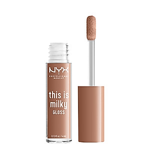 NYX PROFESSIONAL MAKEUP This Is Milky Gloss, Vegan Lip Gloss, 12 Hour Hydration - Cookies & Milk (Cool Beige Nude)