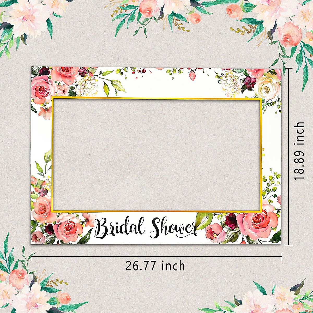 JeVenis Floral Bridal Shower Photo Booth Props Bride to Be Photo Booth Frame Floral Bridal Shower Party Supplies Hen Party Bachelorette Party Supplies