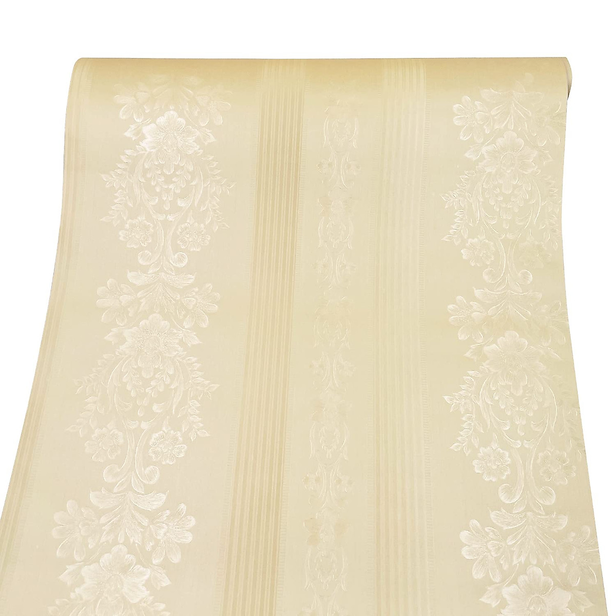 Yifely Yellow Flower Striped Shelf Paper Self-Adhesive Drawer Liner Covering Home School Study Desk 17.7 Inch by 9.8 Feet