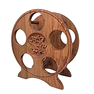 Apparatus Wood Design Wine Rack countertop Wooden 5 Bottle Holder Display Stand Shelf Storage Cabinet Home Decor Wine Gift no Need Assembly (Traditional Cherry)