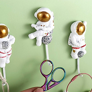Vctitil 4pcs Wall Mounted Astronaut Hook with Strong Adhesive and Traceless Wall Hook Home Decoration Bathroom Accessories(A/B/C/D)
