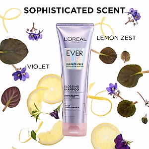 L'Oreal Paris Sulfate Free Glossing Shampoo and Conditioner Set with Hair Treatment, Intensifies Hair Shine & Smoothness, pH Balanced Vegan Hair Care, EverPure, 8.5 Fl Oz