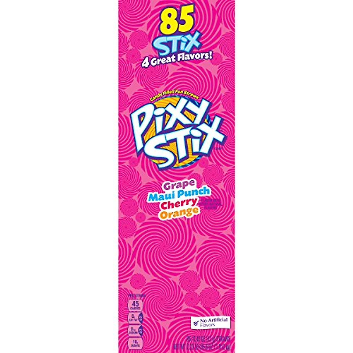 Pixy Stix Candy Filled Fun Straws, Grape, Maui Punch, Cherry & Orange Flavors, 0.42 oz (Pack of 85)