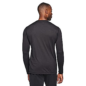 RBX Men's Textured Quick Drying Long Sleeve Performance Tee Jacquard Black-Charcoal L