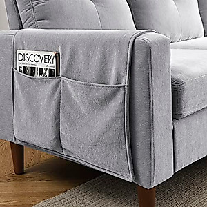 80” Convertible Sectional Sofa Couch, 3 Seats L-Shape Sofa with Removable Cushions and Pocket, Rubber Wood Legs (Light Grey Chenille)