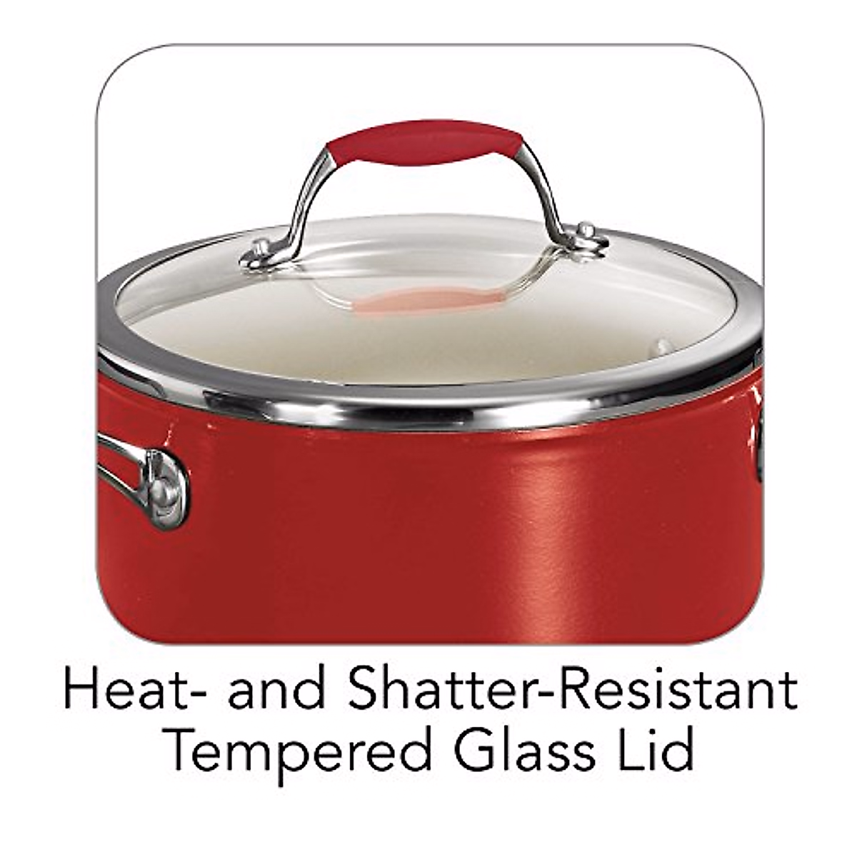 Tramontina Deluxe Covered Stock Pot, Ceramic 6-Quart, Metallic Red, 80110/065DS