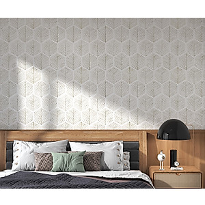 Modern Peel and Stick Wallpaper 17.3''×78.8'' Self Adhesive Wallpaper Boho Contact Paper Beige and White Geometric Wallpaper Removable Decorative Wallpaper for Bedroom Bathroom Cabinets Decor Vinyl