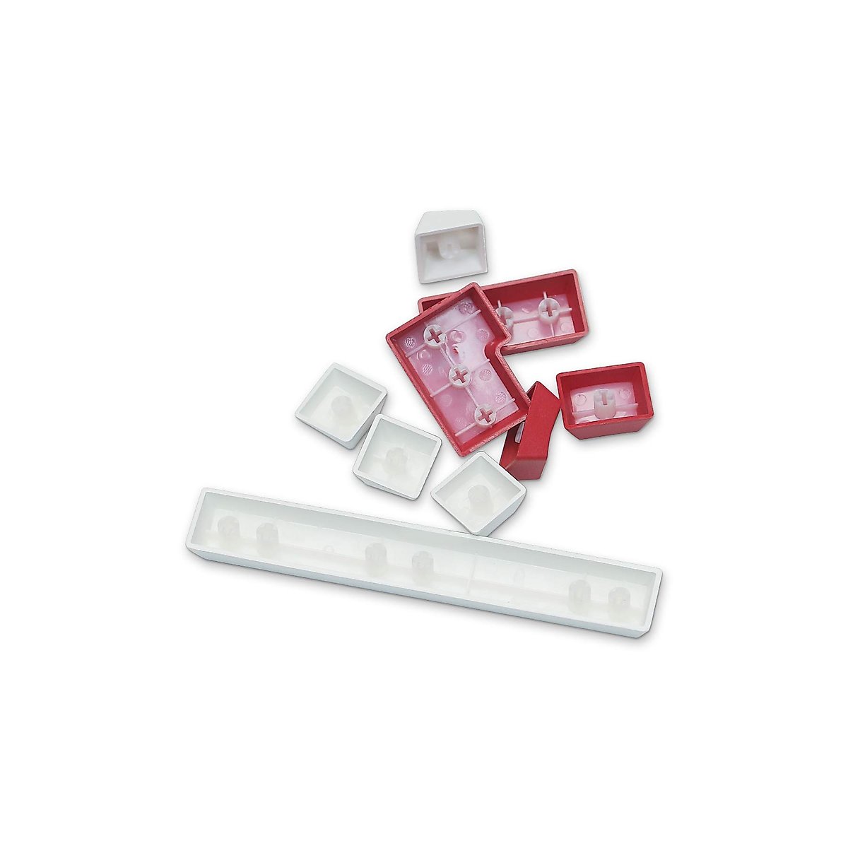 HZYZ PBT Keycaps Backlit Doubleshot Cherry MX Keycap Set Translucent OEM Profile MX Key Caps for US-ANSI Layout 6187104108 MX Switches Mechanical Gaming Keyboard(Red White Combo)