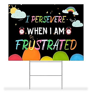 I Persevere When I'am Frustrated Yard Signs 18x24 Inch Welcome Back Banner Yard Sign Yard Signs with Stakes 18x24 2-Sided Print for Lawn Outdoor Decoration Heavy Duty Rust
