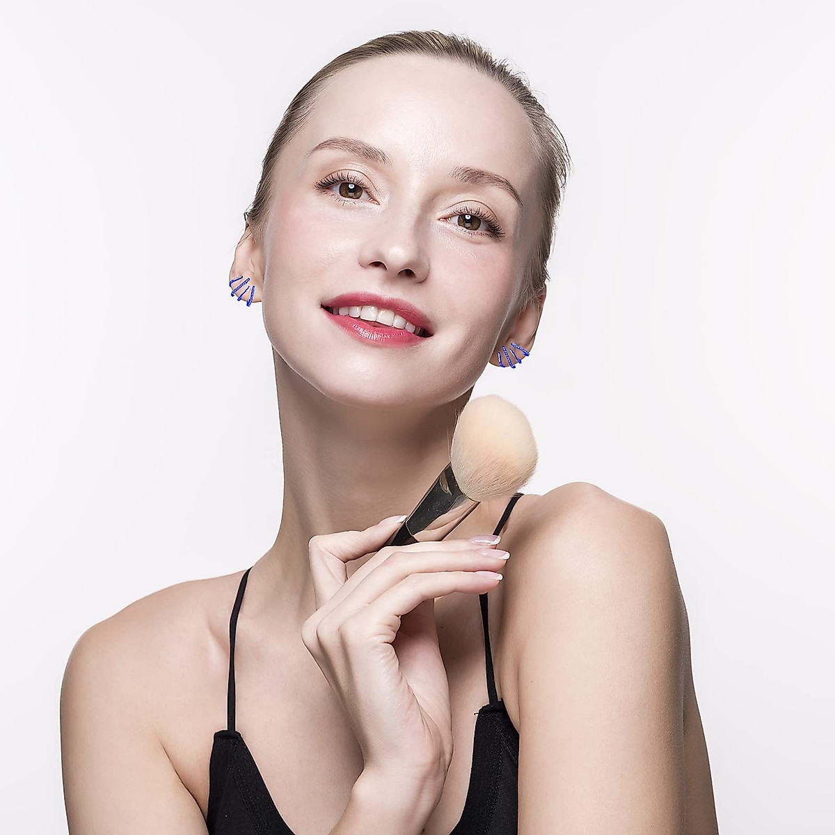 Claw Earring Cuff Zircon Needle Quartet Earrings for Women Cool CZ Stud Huggie illusion Earrings Minimalist Luxury Trendy Ear Wrap Cuffs Piercing Hoop Ear Jewelry for Prom (Crystal)