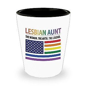 freedomlook Best Lesbian Aunt Shot Glass - Shot Glasses For Aunts - Rainbow Lesbian Pride - Lesbian Aunt Gifts - Lesbian Gf Gifts (1.5 oz)