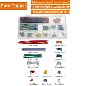 Makeronics Solderless 1660 Breadboard Super Kit - 1660 Tie-Points Experiment Plug-in Breadboard with Aluminum Back Plate + 350 Jumper Wires + 65 Jumper Wires for Prototyping Circuit/Arduino