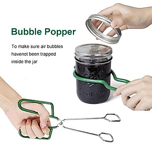 7 in 1 Canning Kit Include Steamer Rack,Canning Funnel,Jar Lifter,Wrench, Tongs,Lid Lifter/Bubble Remover Tool.Suitable for Easy Learning and Making of Household Mason Canning (Green)