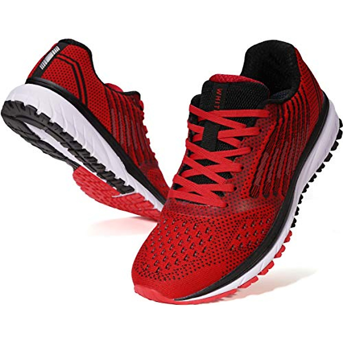 Joomra Men's Running Tennis Shoes Lace up Size 11 Walking Red Gym Fitness Jogging Lightweight Road Runner Jogger Treadmill Cushioning Cross Training for Man Athletic Sneakers 45