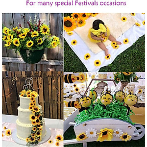 Yansanido 100 Pcs 2.8 Inch (7cm) 2 Layer Petals Artificial Sunflower Heads for Home, Office and Wedding Decoration