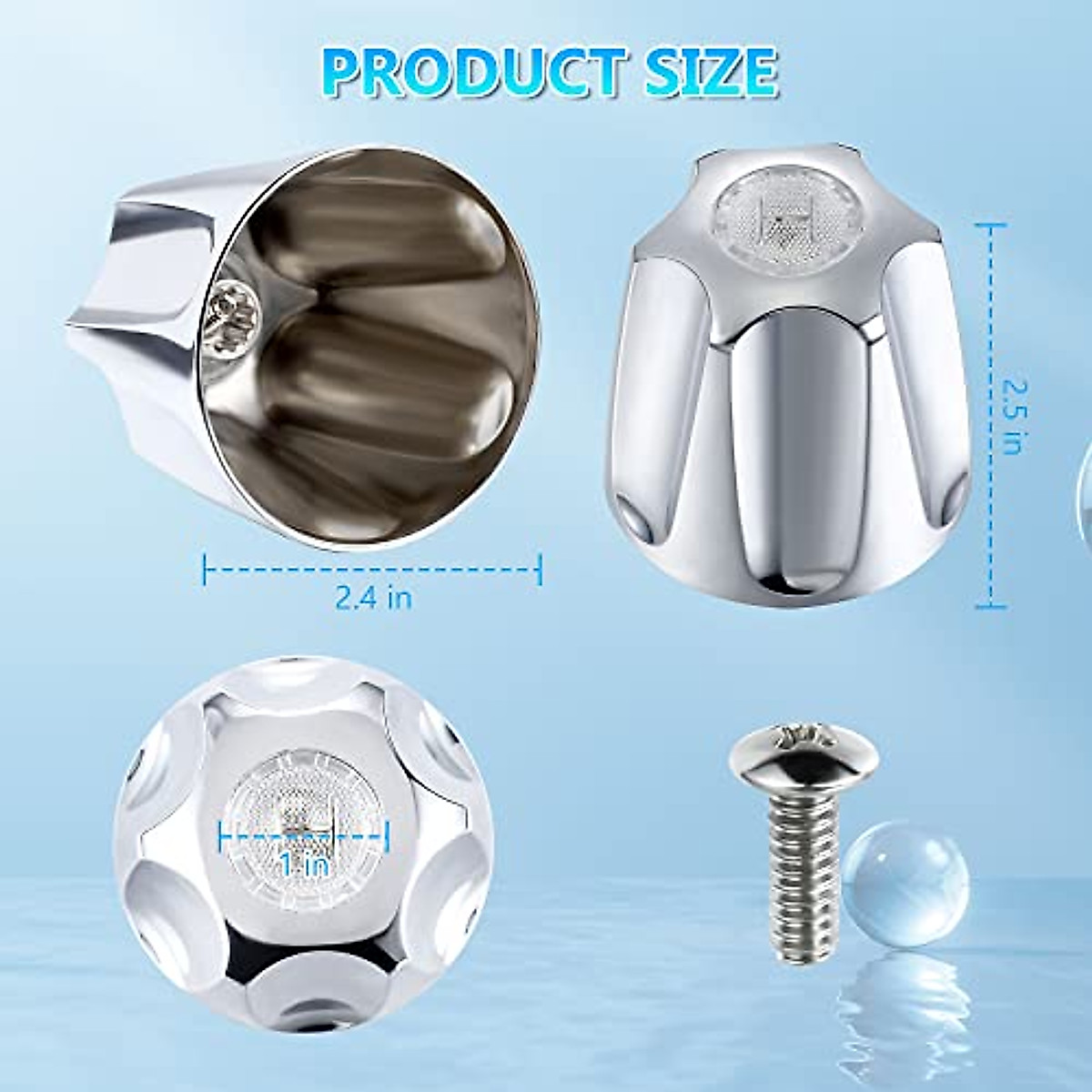 Enhon Faucet Repair Kit Compatible with Price Verve 3 Handle Tub Shower Faucet, 3-Handle Shower Hot/Cold/Diverter Knob Replacement for Remodeling Trim (Chrome)