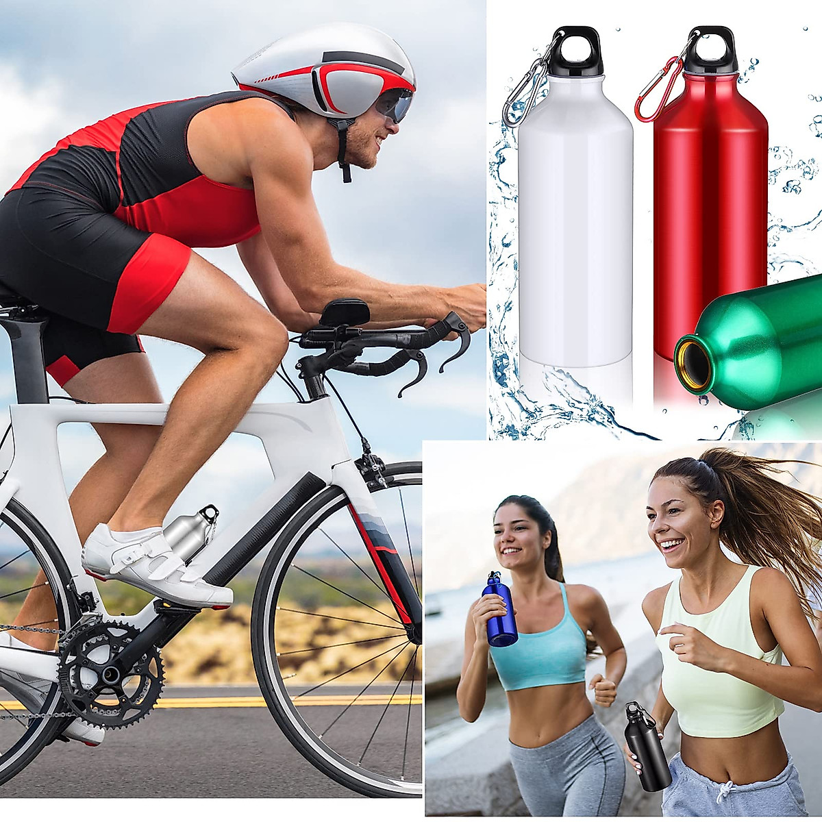 Potchen 18 Pcs Water Bottles Multipack Bulk 20 oz Metal Aluminum Reusable Lightweight Sport Valentine First Day of School Gifts Party Favor Leak Proof with Twist Cap Gym Hiking Bike Outdoor Travel