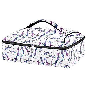 Kcldeci Insulated Thermal Food Carrier Insulated Casserole Carrier for Hot or Cold Food,Multicolor Geckos Insulated Tote Bag for Potluck Cookouts Parties Picnic,Lasagna Lugger