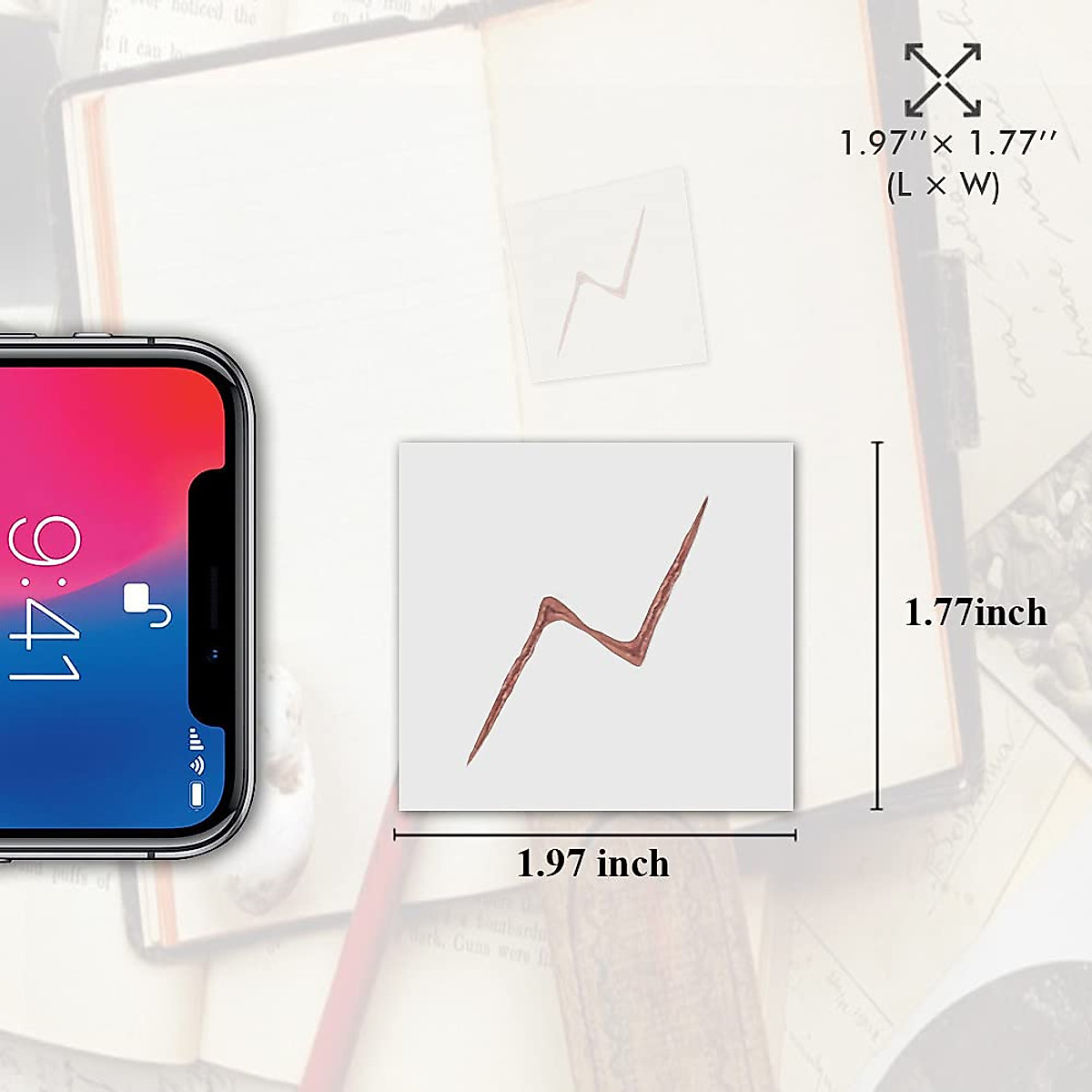 YoHold Wizard Tattoos Temporary,Lightning Bolt Scar Tattoos Sticker for Halloween, Magical Costumes Party Supplies Decorations, 24 PCS