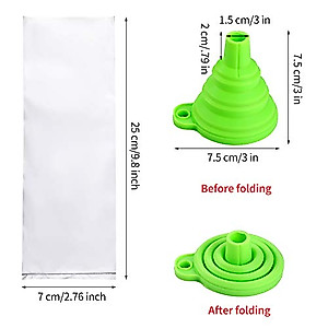 240 Pieces Ice Lolly Bags Disposable Ice Pop Mold Bags Plastic Ice Candy Bags with Silicone Funnel for Making Ice Pop Yogurt Candy Freeze Pops (3 x 10 Inch)