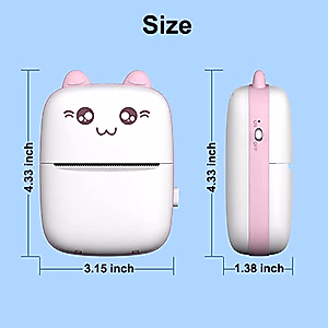 KGG Portable Mini Printer Pocket Wireless Bluetooth Thermal Printers with 9 Rolls Printing Paper for Photo Receipt Label Memo Wrong Question Notes QR Code Inkless Printing with iOS Android APP Pink