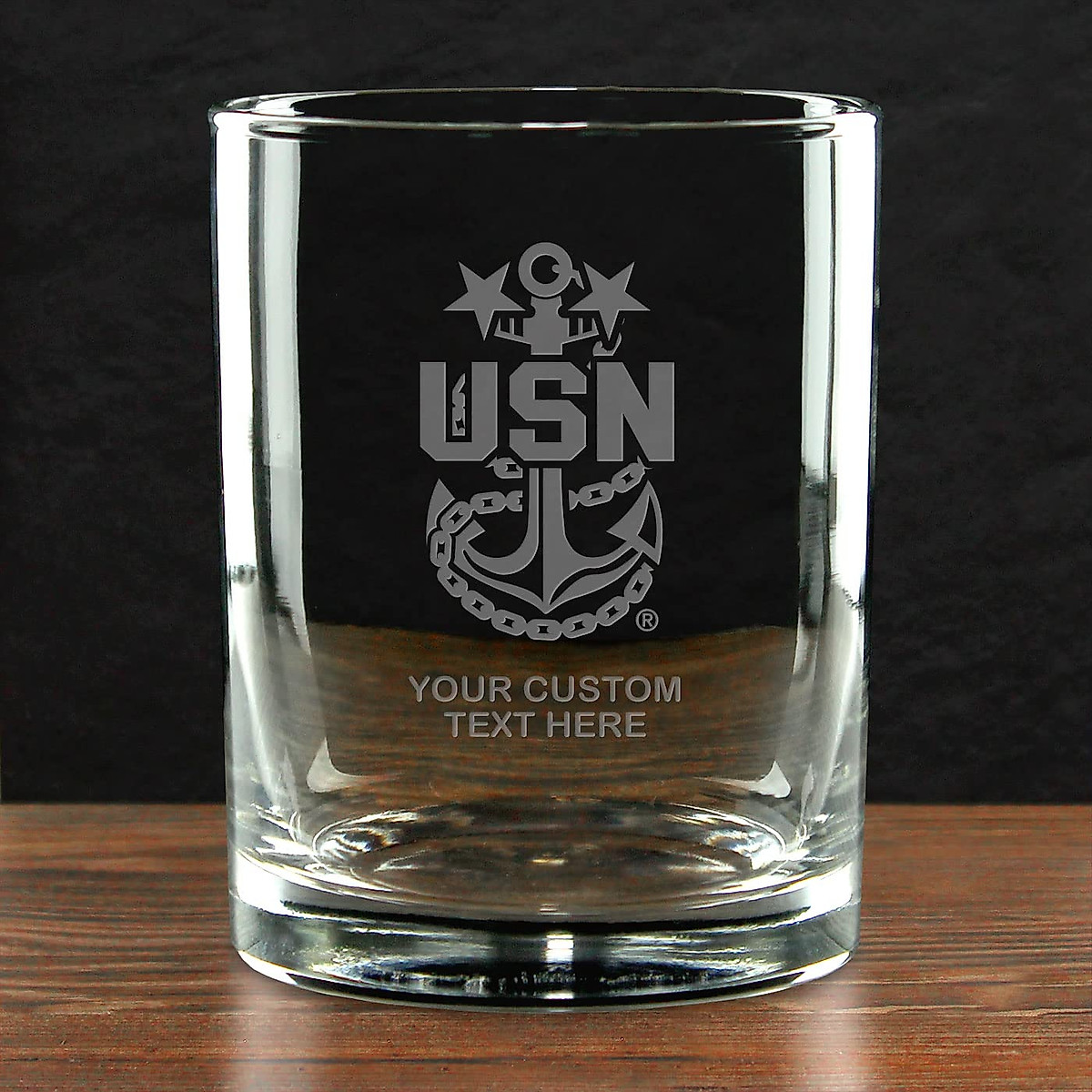 7.62 DESIGN Personalized U.S. Navy Master Chief Petty Officer 14 oz. Double Old Fashioned Glass