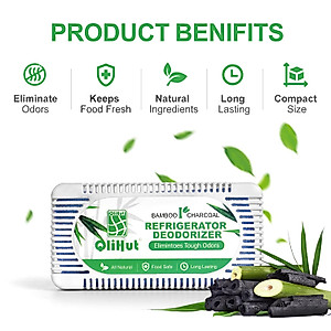 Fridge Deodorizer (5 Pack) Natural and Unscented Activated Charcoal Refrigerator Deodorizer - Fridge Odor Eliminator for Freezers, Coolers, and Lunch Boxes