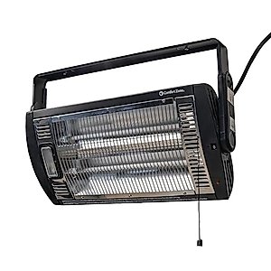 Comfort Zone Ceiling Mounted Space Heater, 90 Degree Adjustable Tilt, Dual Quartz, Radiant, Electric, Safety Grille, Overheat Protection, Hardware Included, Ideal for Workshop, Garage, 1,500W, CZQTV5M